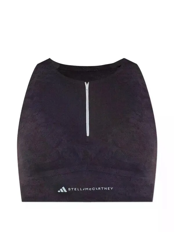 Adidas By Stella McCartney Jacquard Knit Half-zip Racerback Top