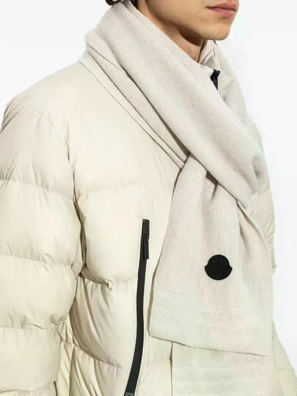 Moncler Logo-patch Ribbed-knit Scarf