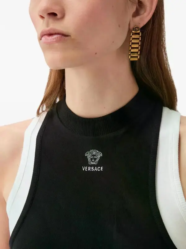Versace Embroidered-logo Stretch Cotton-jersey Tank Top