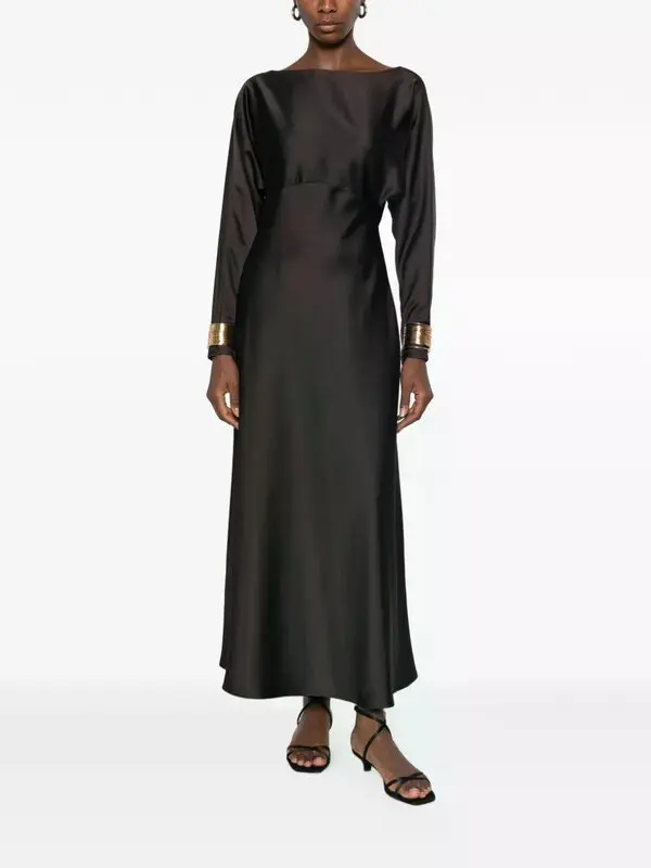 Imperial Satin-finish Long-sleeve Maxi Dress