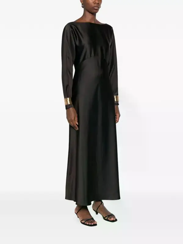Imperial Satin-finish Long-sleeve Maxi Dress