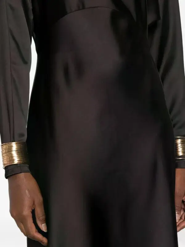 Imperial Satin-finish Long-sleeve Maxi Dress