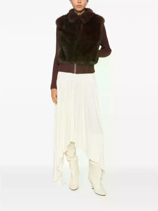 Source Unknown Faux-fur Ribbed-knit Cardigan