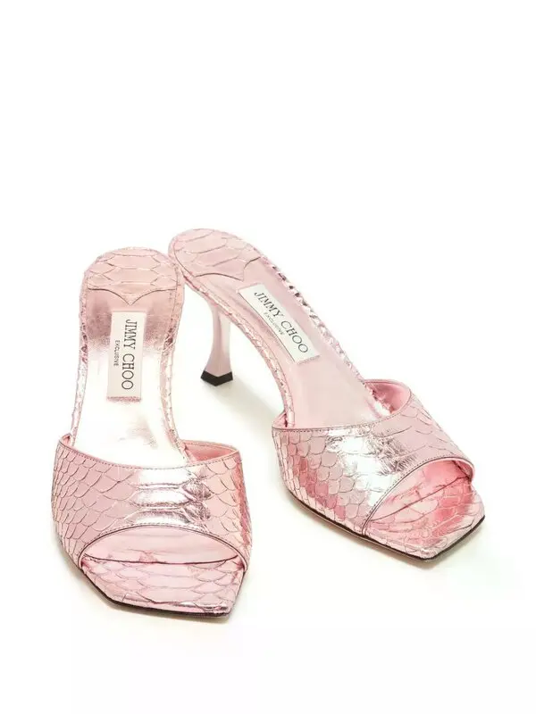 JIMMY CHOO Python-embossed Sandals - Pink
