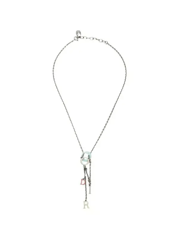 Dior Enamel Logo Tasselled Necklace - Silver