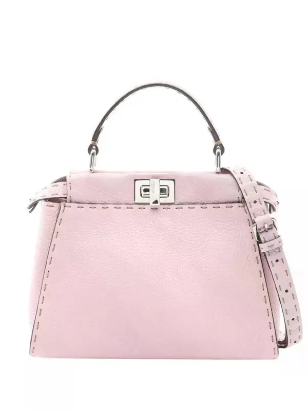 Fendi Mini Leather Selleria Peekaboo Iconic Satchel - Pink