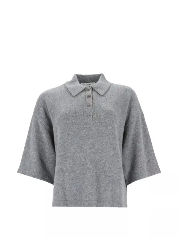 FRAME Fine-knit Polo Sweater - Grey