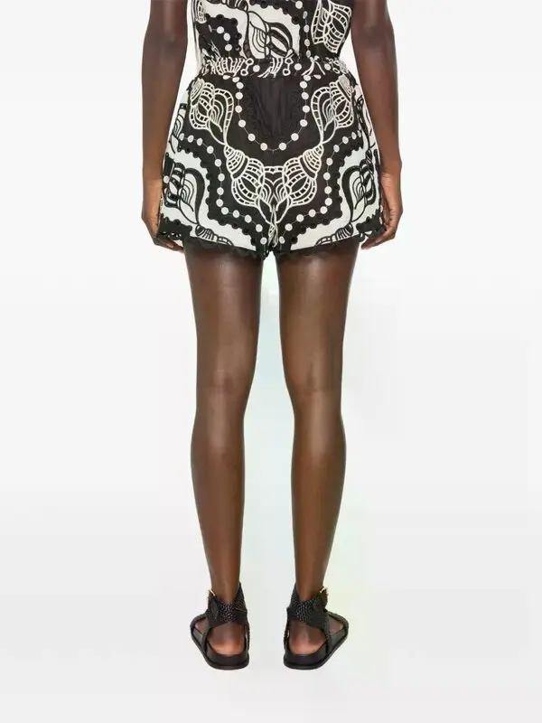 Farm Rio Scallop-edge Seashell-print Shorts