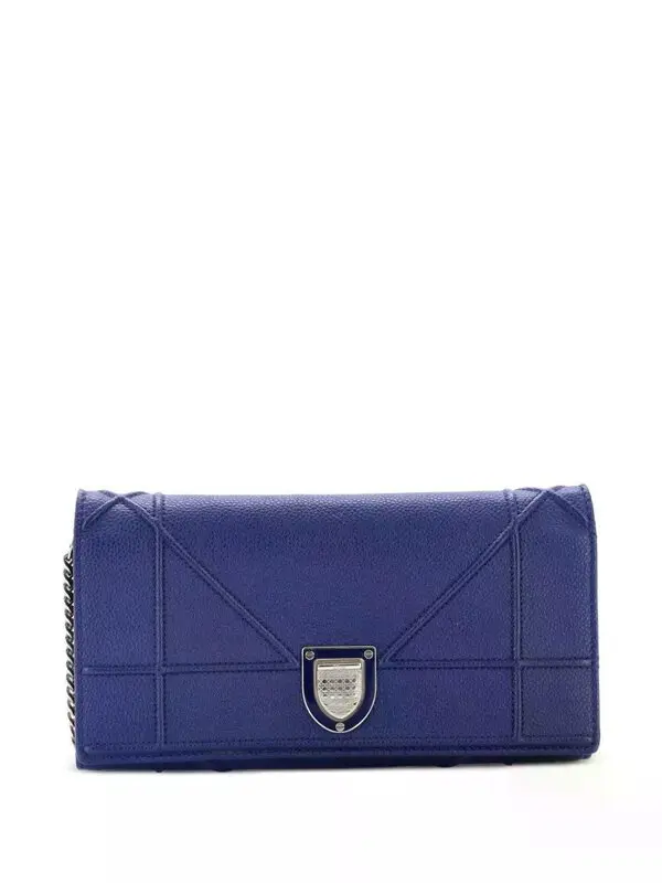 Dior Diorama Croisiere Chain Wallet Grained Calfskin Clutch Bag - Blue
