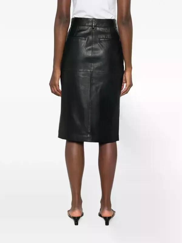 P.a.r.o.s.h Panelled Leather Midi Skirt