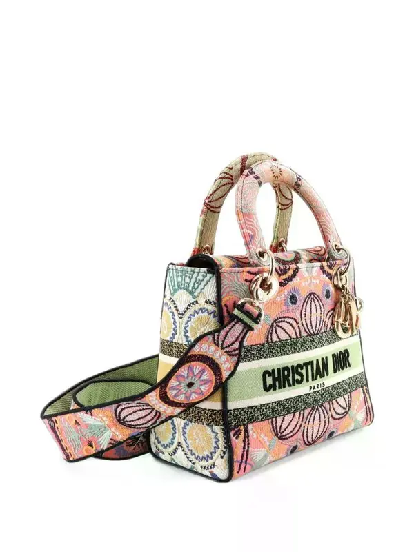 Dior Lady D-lite Bag Embroidered Canvas Satchel - Multicolour