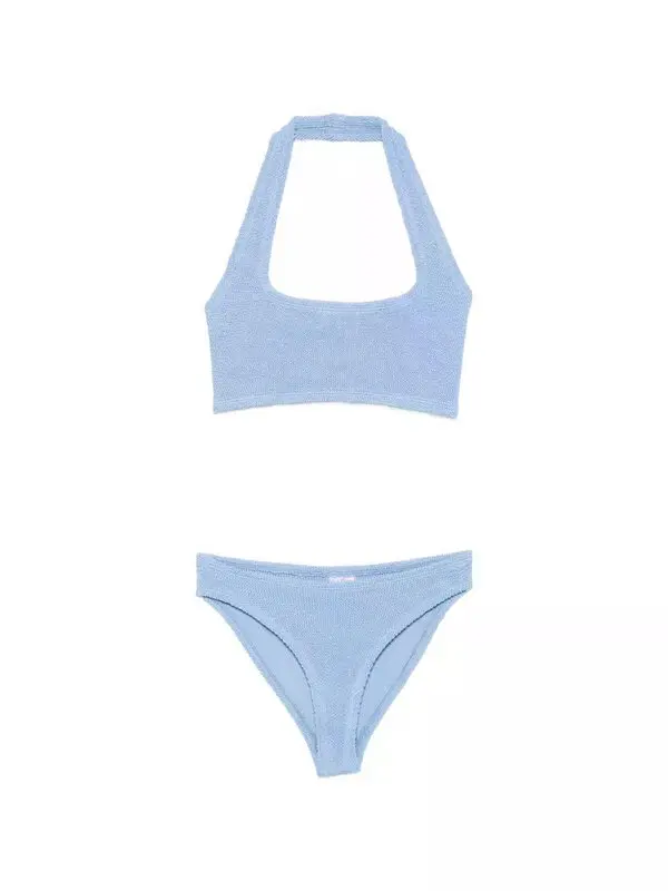 Hunza G Crinkle-effect Halterneck Bikini - Blue