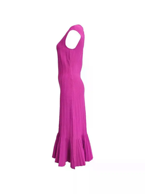 Herve Leger Bridget Ribbed Pleated Midi Dress