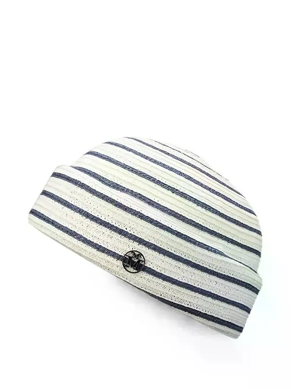 MAISON MICHEL Ugo Striped Straw Beanie Hat - Neutrals