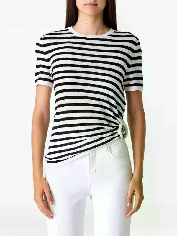 Christopher Esber Orbit Striped Ruched T-shirt - White