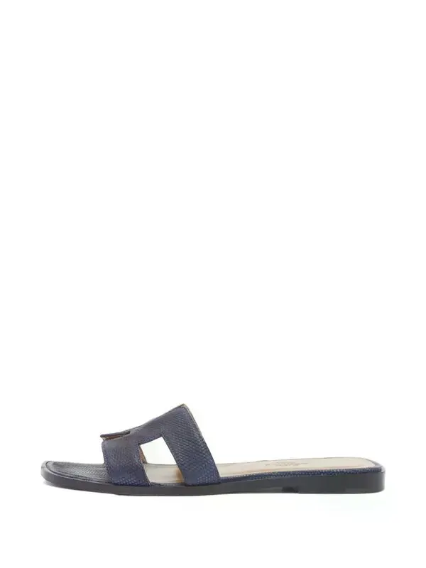 Hermès Oran Flat Leather Sandals - Blue