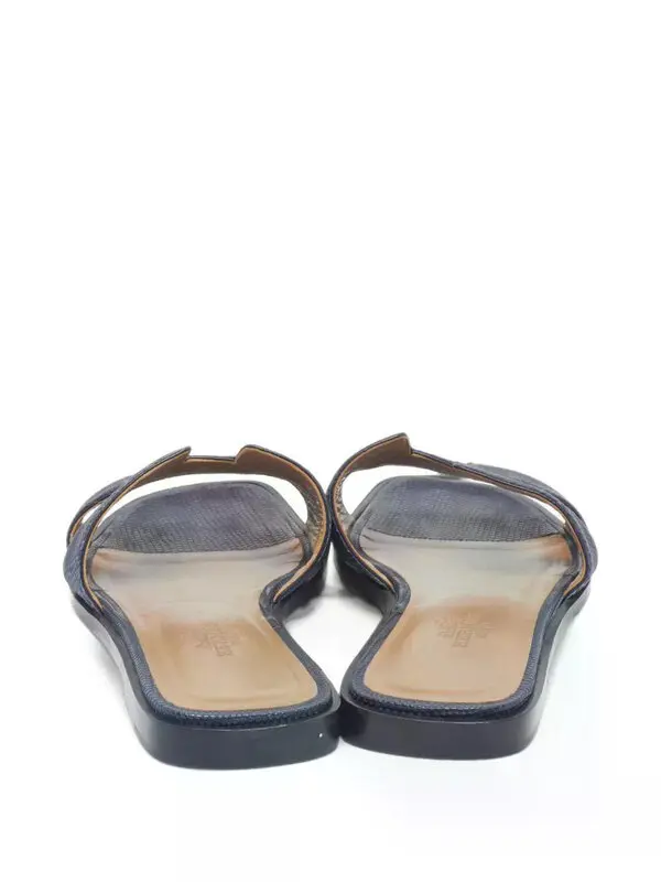Hermès Oran Flat Leather Sandals - Blue