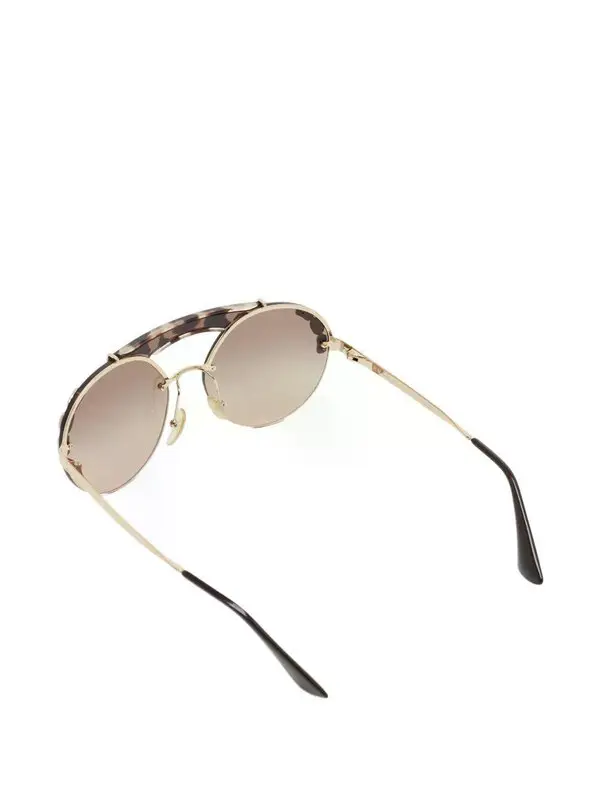 Prada Ornate Crystal-embellished Round-frame Sunglasses - Gold