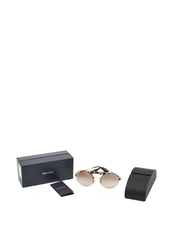 Prada Ornate Crystal-embellished Round-frame Sunglasses