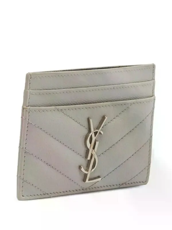 Saint Laurent 2016 Matelassé Monogram Card Holder - Neutrals