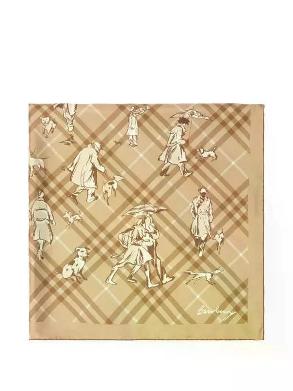 Burberry Plaid Silk Square Scarf - Neutrals
