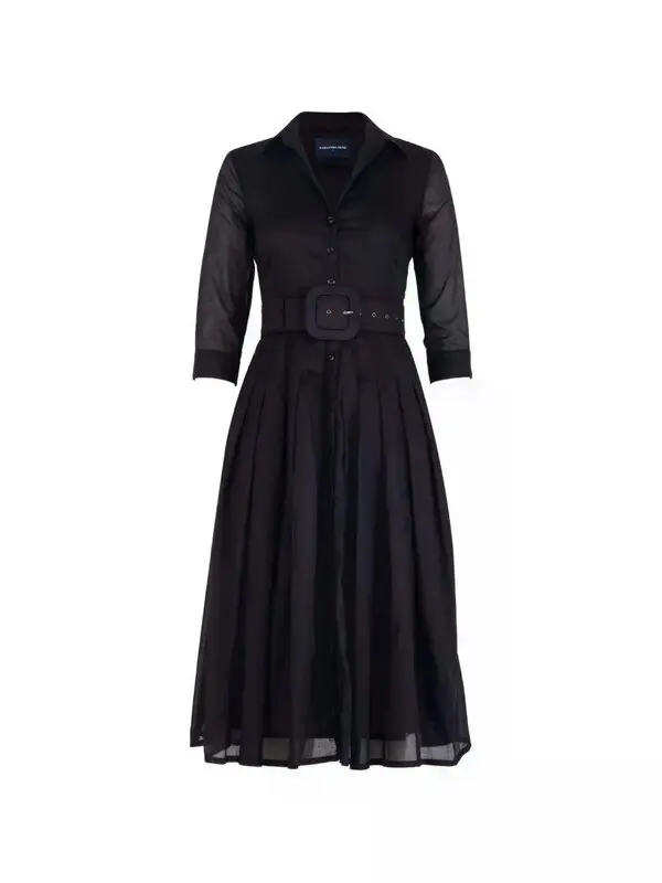 Samantha Sung Audrey Belted Pleated Midi Dress - Black