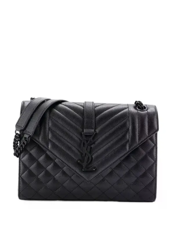 Saint Laurent Classic Monogram Envelope Satchel Mixed Matelasse Leather Medium Shoulder Bag