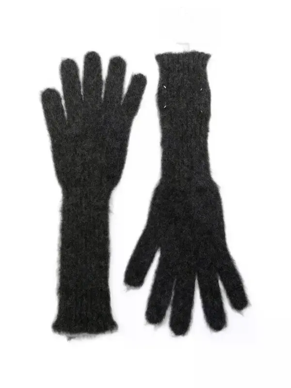 MAISON MARGIELA Brushed-knit Four-stitch Gloves - Grey
