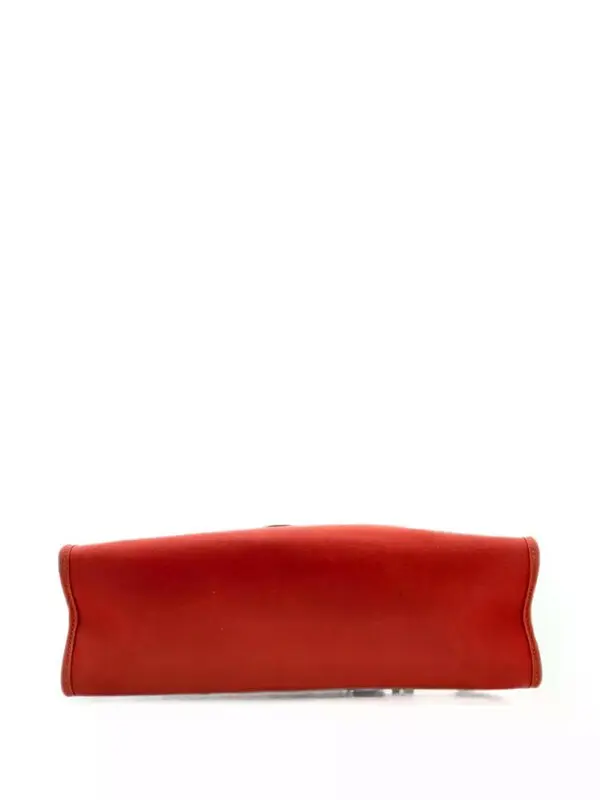 Hermès Herbag Zip Leather And Toile Shoulder Bag - Red