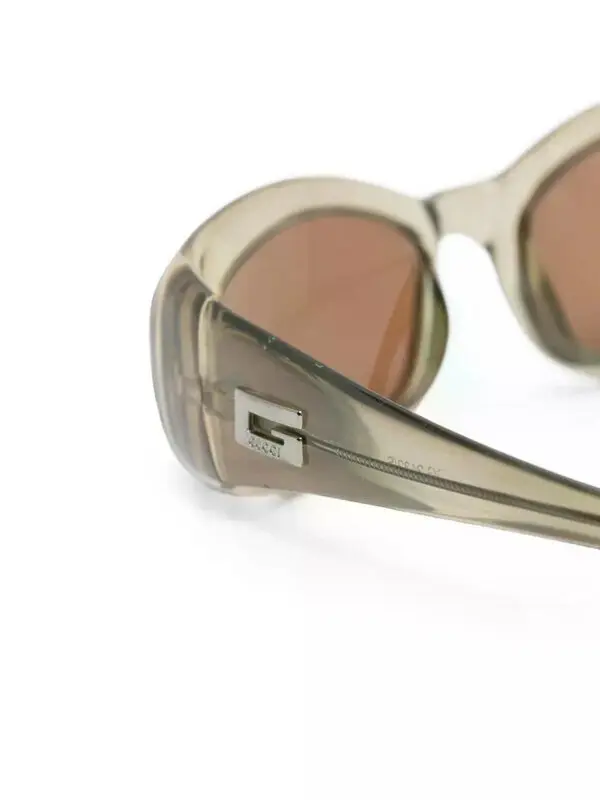 Gucci 2000s G Logo Oval-frame Sunglasses - Neutrals