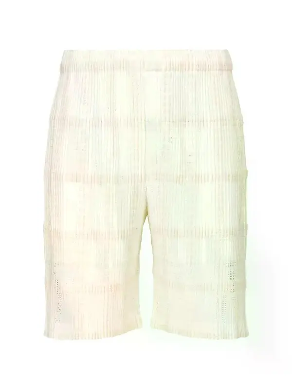 Issey Miyake Lace Grid Pleats Shorts - Neutrals