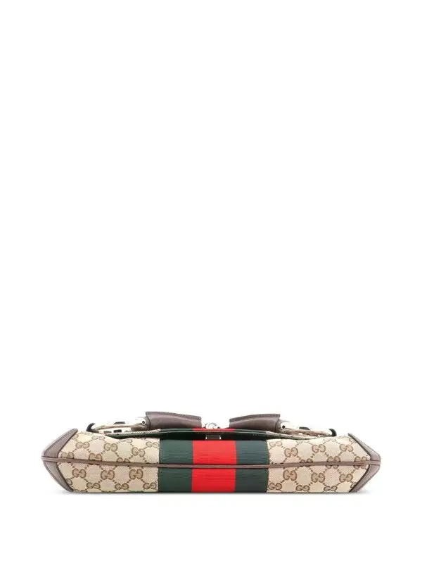 Gucci Horsebit Web Chain Clutch Gg Canvas Shoulder Bag
