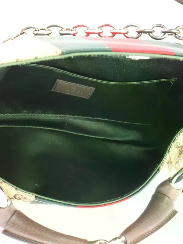Gucci Horsebit Web Chain Clutch Gg Canvas Shoulder Bag