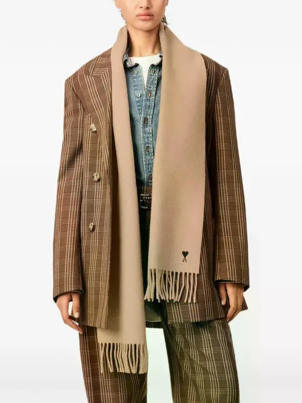 AMI Paris Wool Scarf With De Coeur