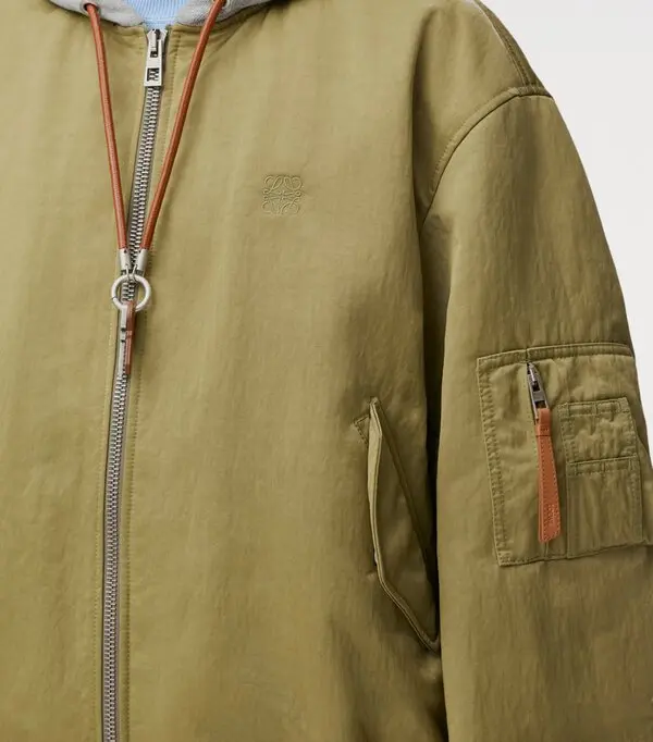 Loewe Anagram Hooded Bomber Jacket - Green