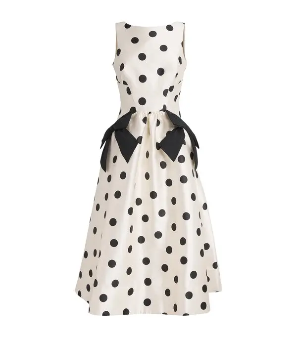 Rebecca Vallance Satin Polka Dot Bacio Midi Dress - Ivory