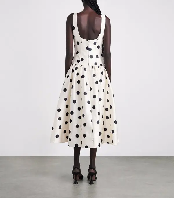 Rebecca Vallance Satin Polka Dot Bacio Midi Dress