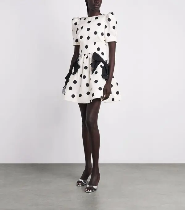 Rebecca Vallance Satin Polka Dot Bacio Mini Dress