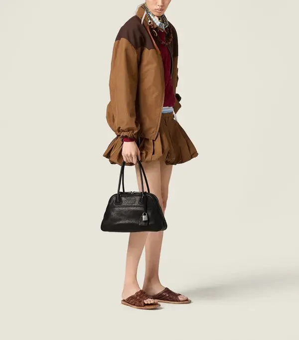 Miu Miu Nappa Leather Vivant Top-handle Bag - Black