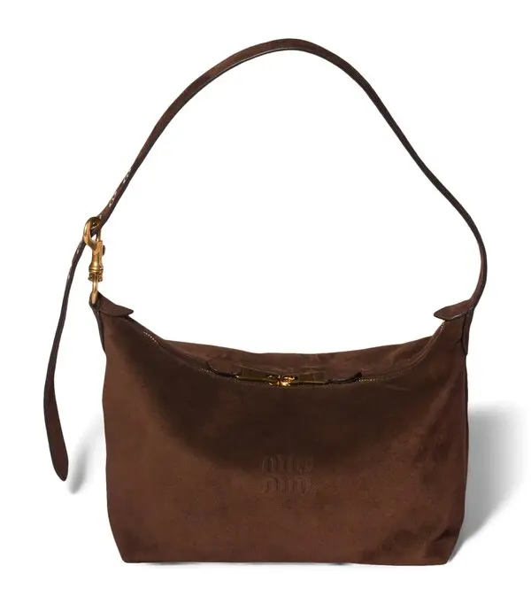Miu Miu Suede Spirit Shoulder Bag - Brown