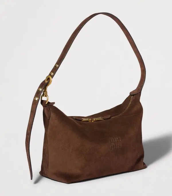 Miu Miu Suede Spirit Shoulder Bag - Brown
