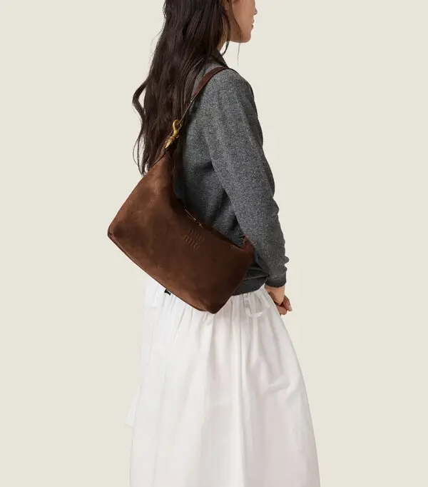 Miu Miu Suede Spirit Shoulder Bag - Brown
