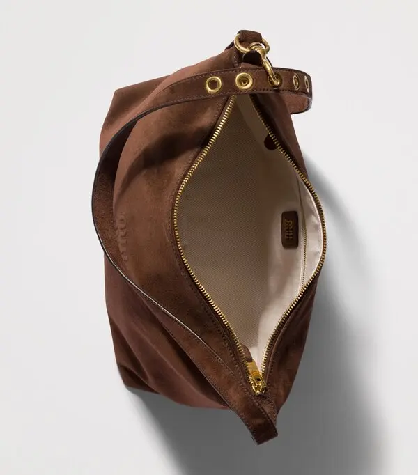 Miu Miu Suede Spirit Shoulder Bag - Brown