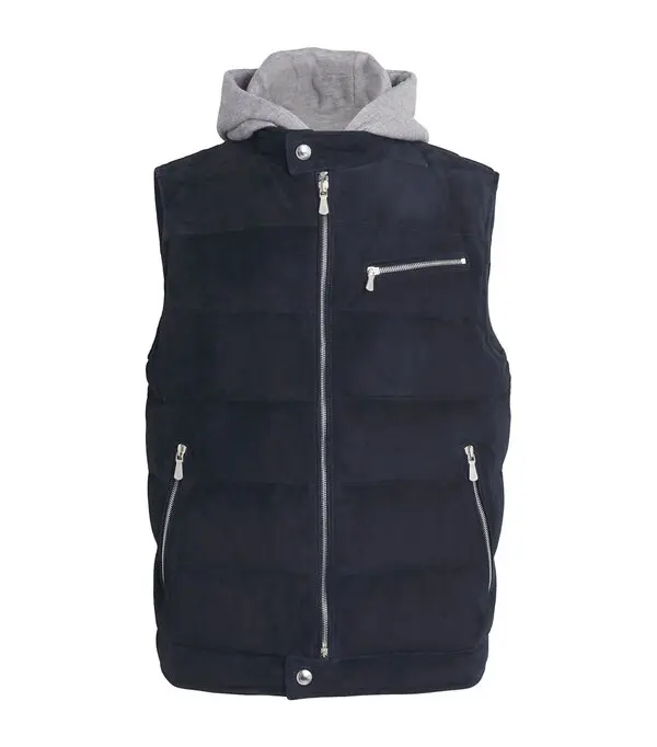 Eleventy Down-filled Suede Gilet