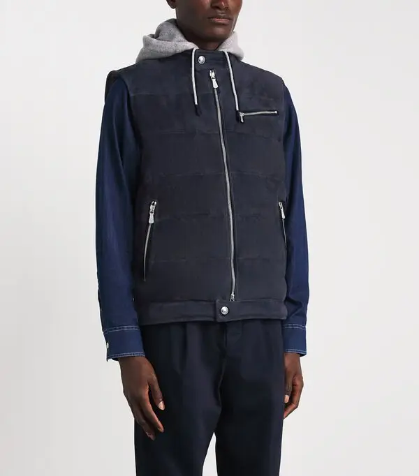 Eleventy Down-filled Suede Gilet