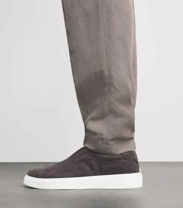 Eleventy Flannel Slip-on Sneakers