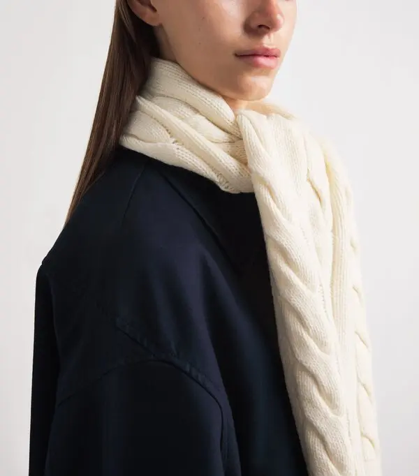 Polo Ralph Lauren Wool-blend Cable-knit Bear Scarf - Ivory