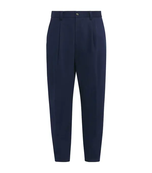 Eleventy Cotton-cashmere Pleated Straight Trousers