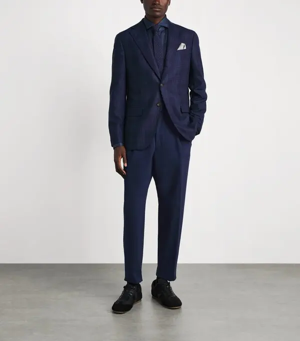 Eleventy Cotton-cashmere Pleated Straight Trousers