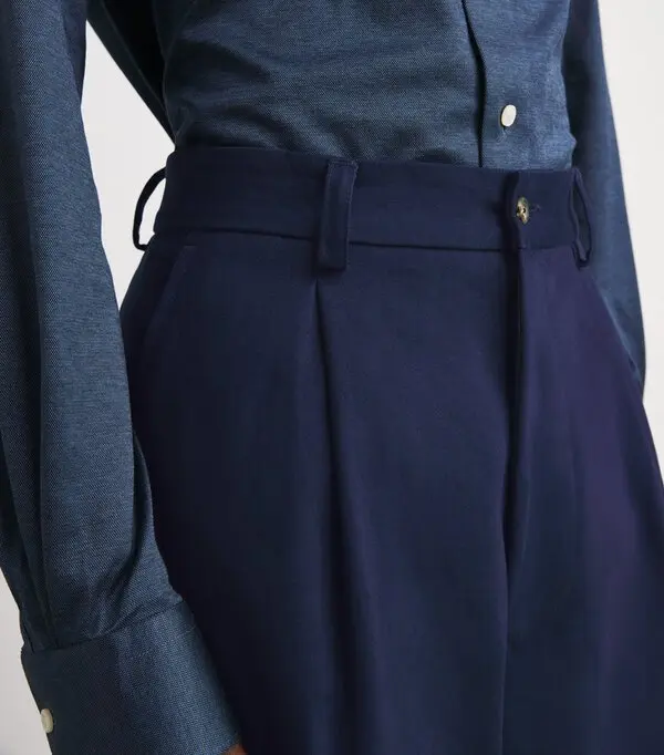 Eleventy Cotton-cashmere Pleated Straight Trousers